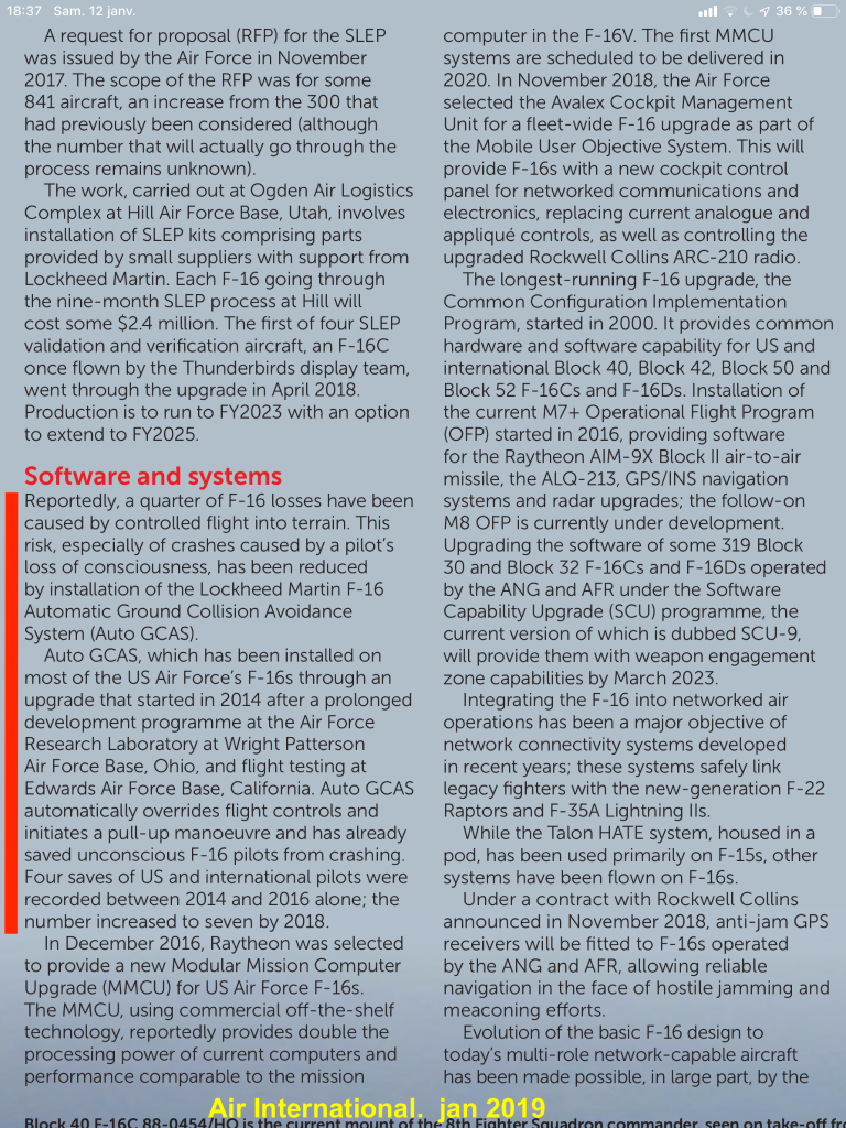 Automatic Ground Collision Avoidance System (Auto GCAS) pour les vieux ...