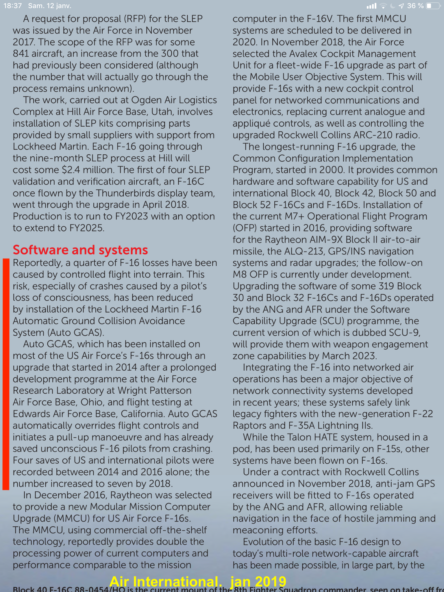 Automatic Ground Collision Avoidance System (Auto GCAS) pour les vieux ...