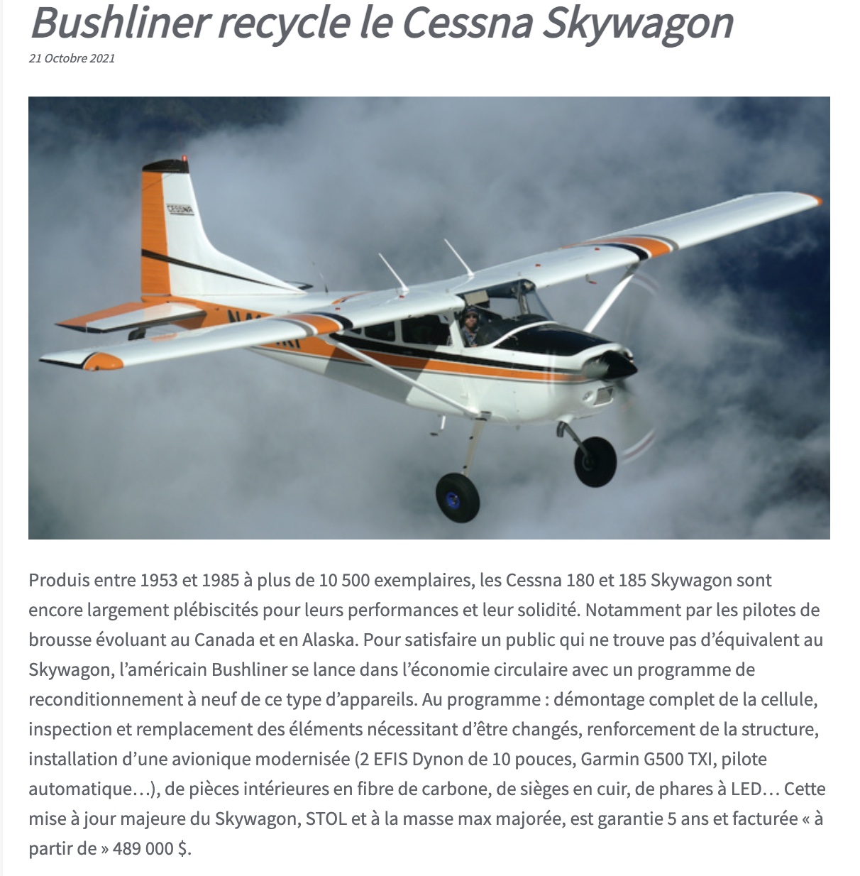 Le Bushliner: un Cessna Skywagon recyclé – LF5422.com